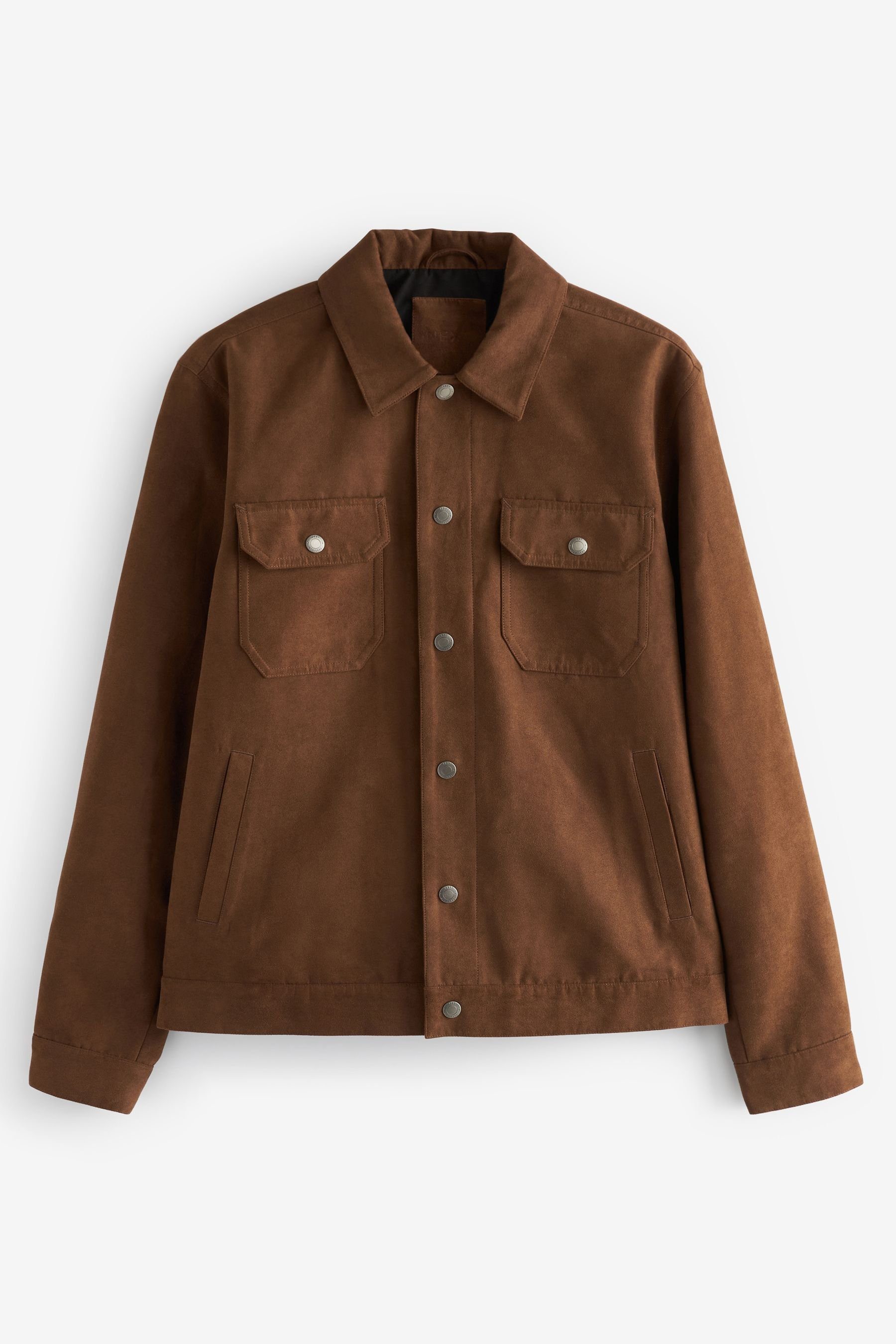 Next Lederimitatjacke Truckerjacke Mit Kragen Aus Velourskunstleder