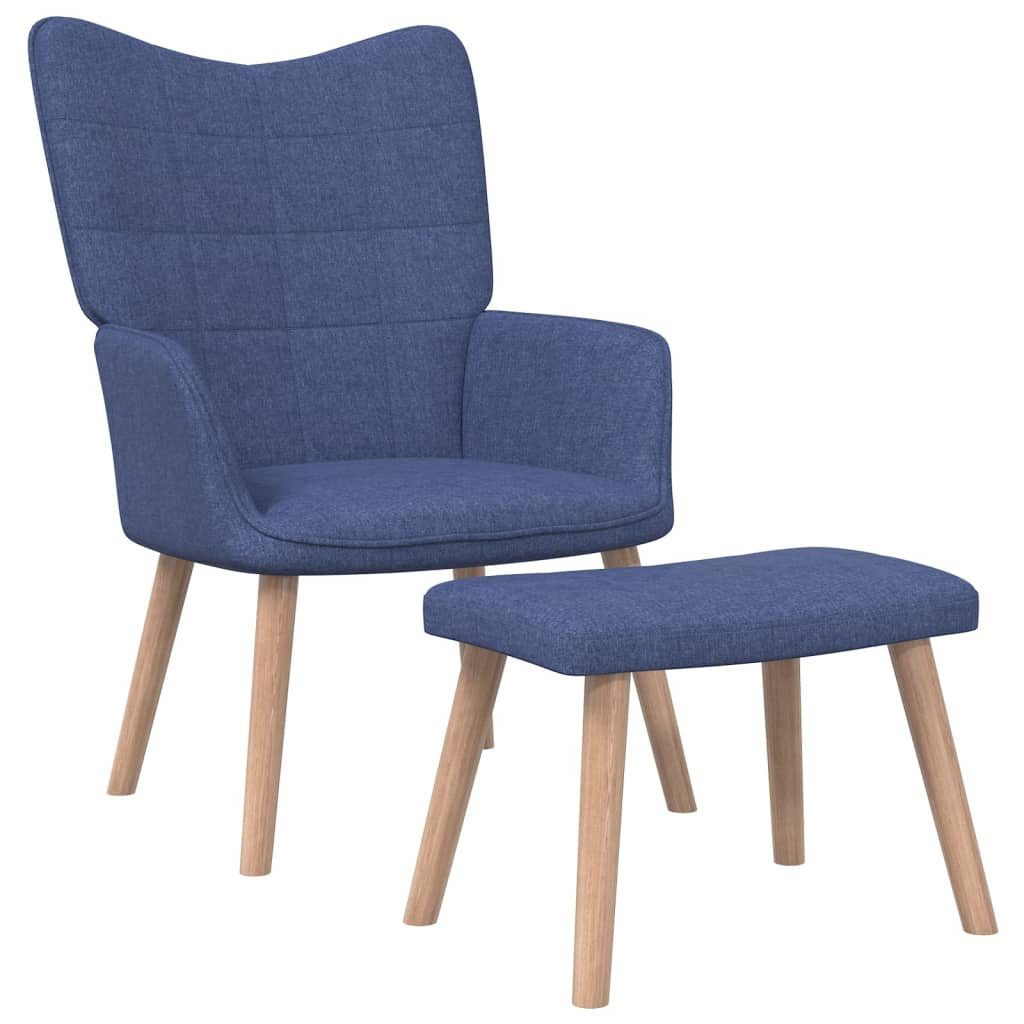 vidaXL Sessel Relaxsessel mit Hocker Blau Stoff