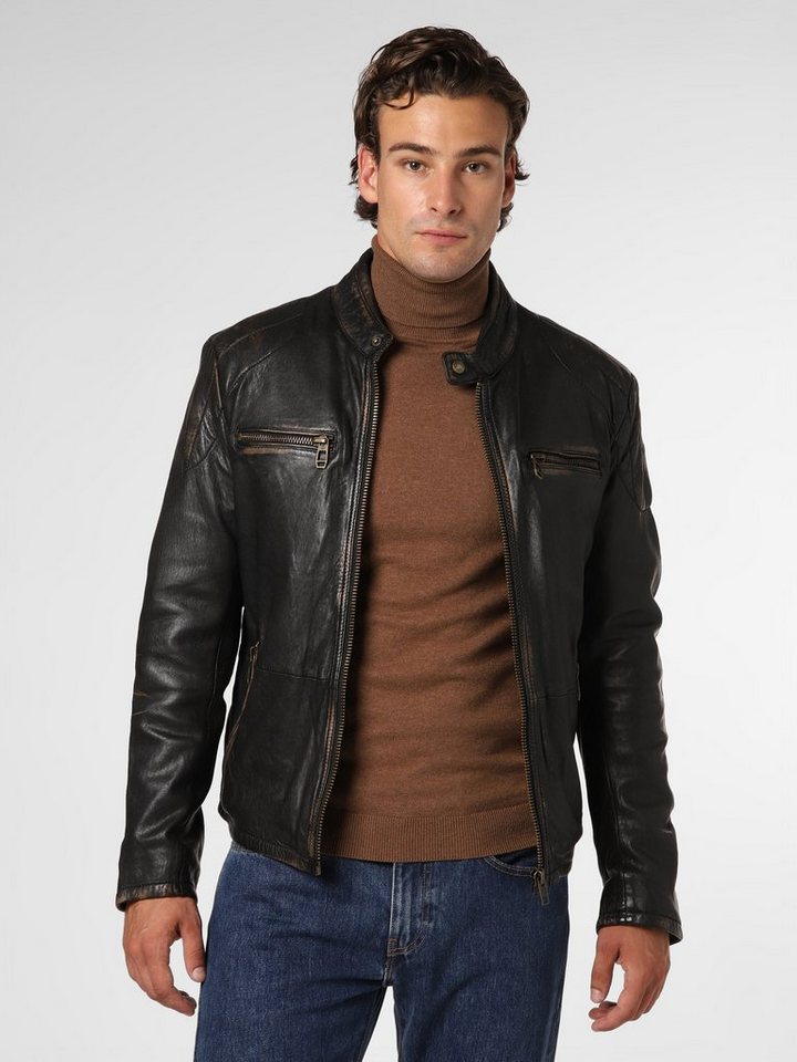 Milestone Lederjacke Ms Edison Echtleder Herren Lederjacke Lammnappa