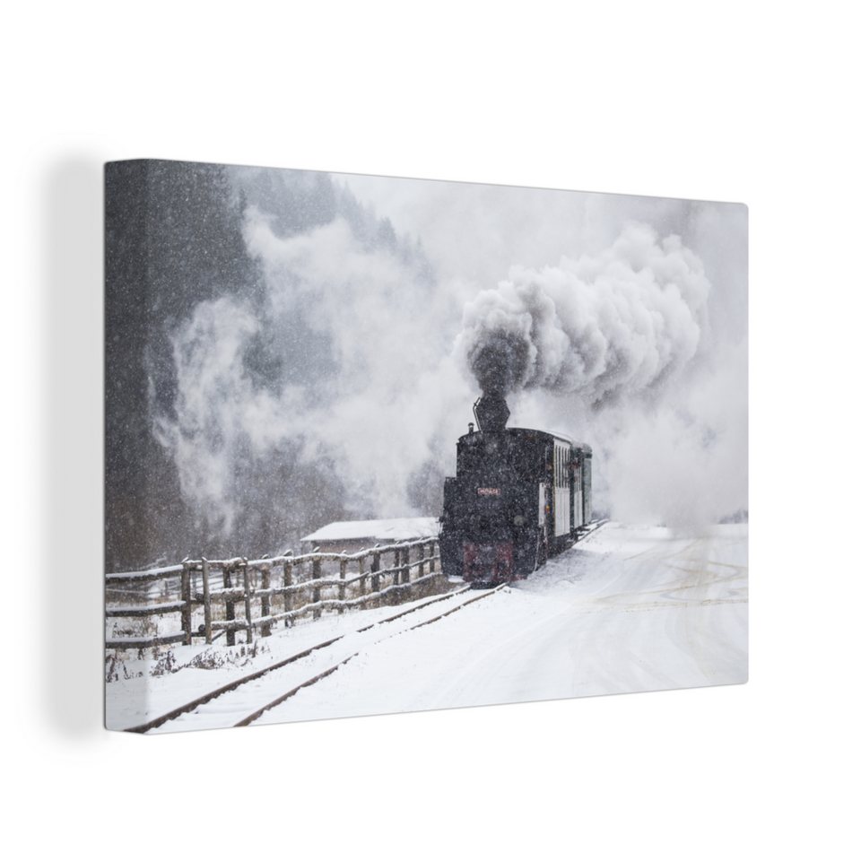 Onemillioncanvasses® Leinwandbild Zug Im Schnee Liegend 1 St