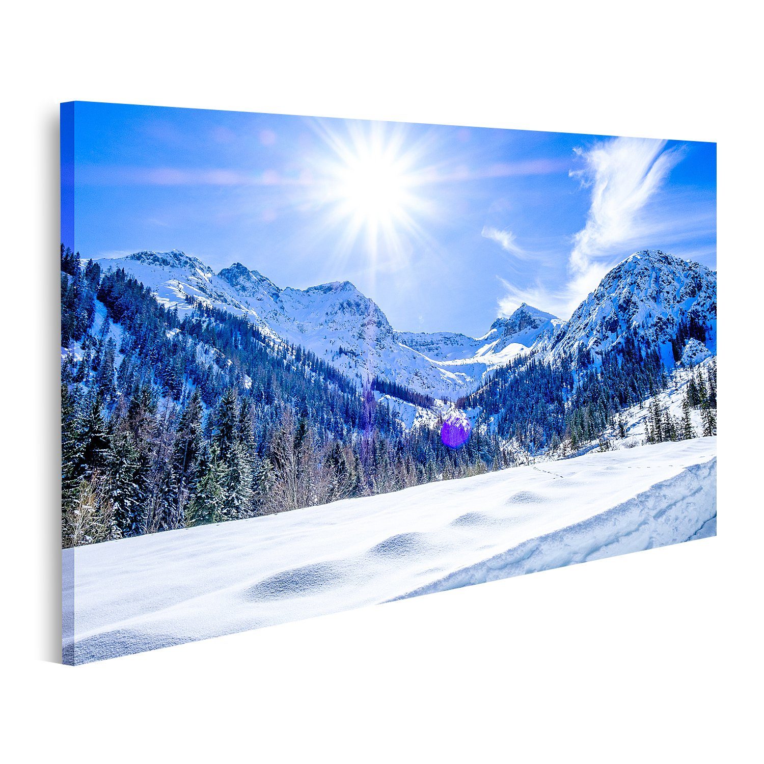 islandburner Leinwandbild Bild auf Leinwand Berge im Dorf Perstisau in Österreich im Winter Wand