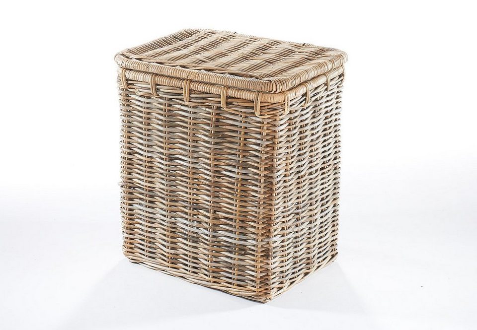 Kobolo Wäschekorb Wäschebehälter Eckig Rattan Kubu Grey 50x38x56 Cm