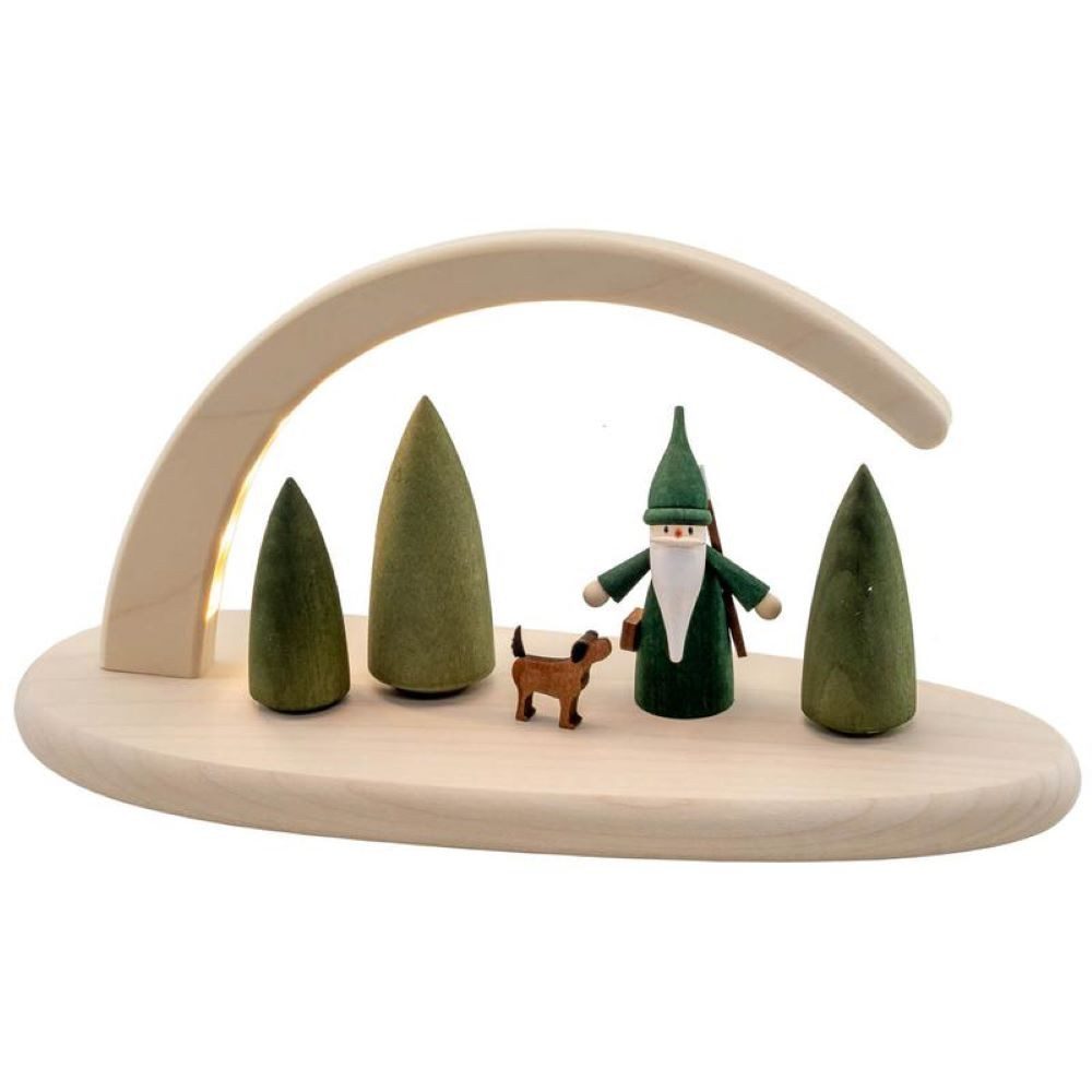 Seiffener Volkskunst eG LED Schwibbogen Lichterbogen klein - Bogen Jägerwichtel- LED inkl. USB ...