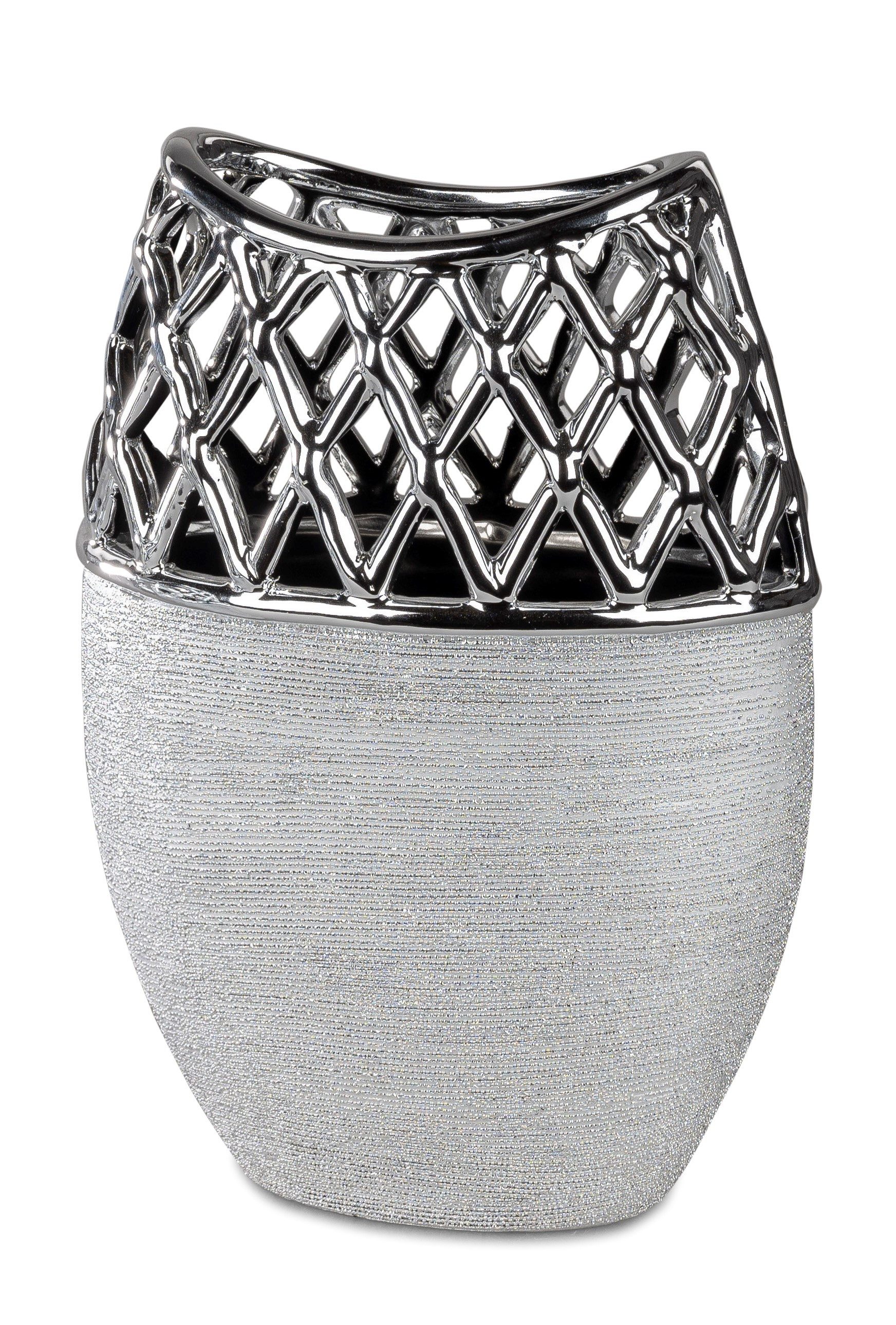 formano Dekovase Art Silber, Maße: Höhe 25,5cm, Lange: 18cm, Tiefe8,5 ...