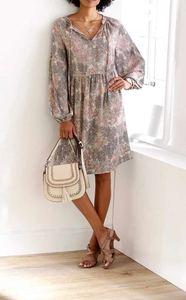 Heine Druckkleid Linea Tesini Damen Designer Druckkleid Altrosé