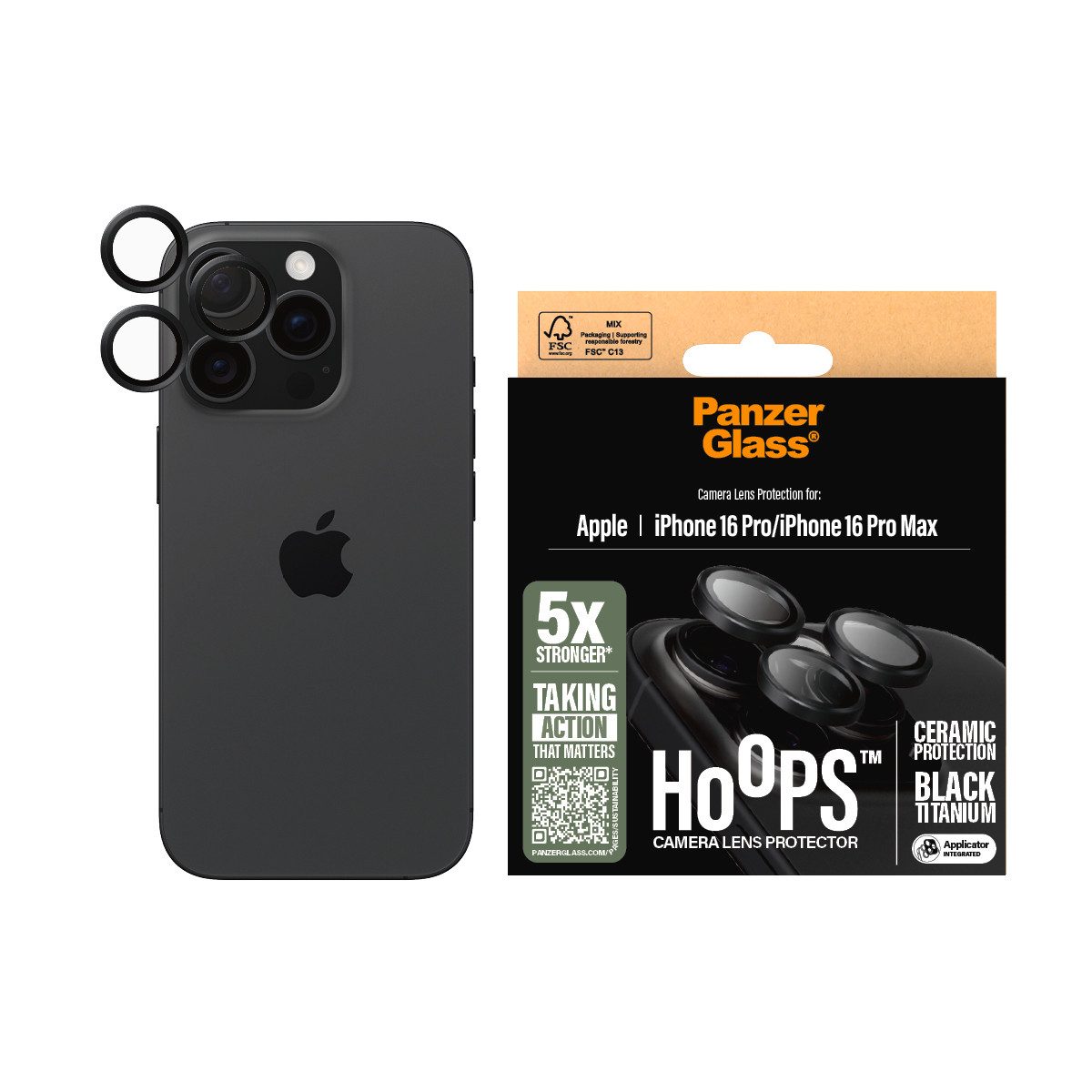 PanzerGlass Kameraschutzglas Hoops Camera Lens Protection für Apple iPhone 16 Pro, Apple iPhone ...