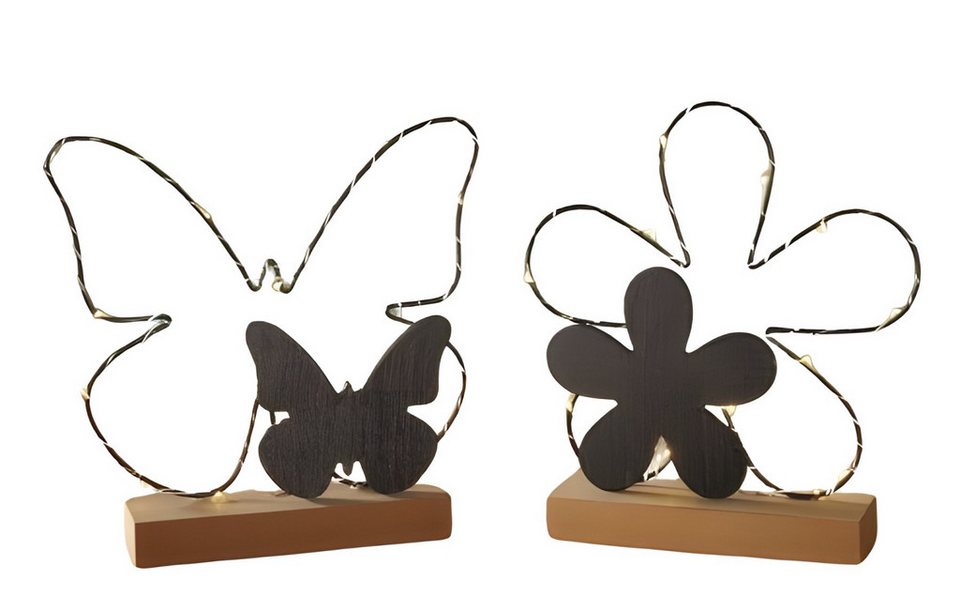 Dekoleidenschaft Led Dekofigur Schmetterling And Blume Aus Holz
