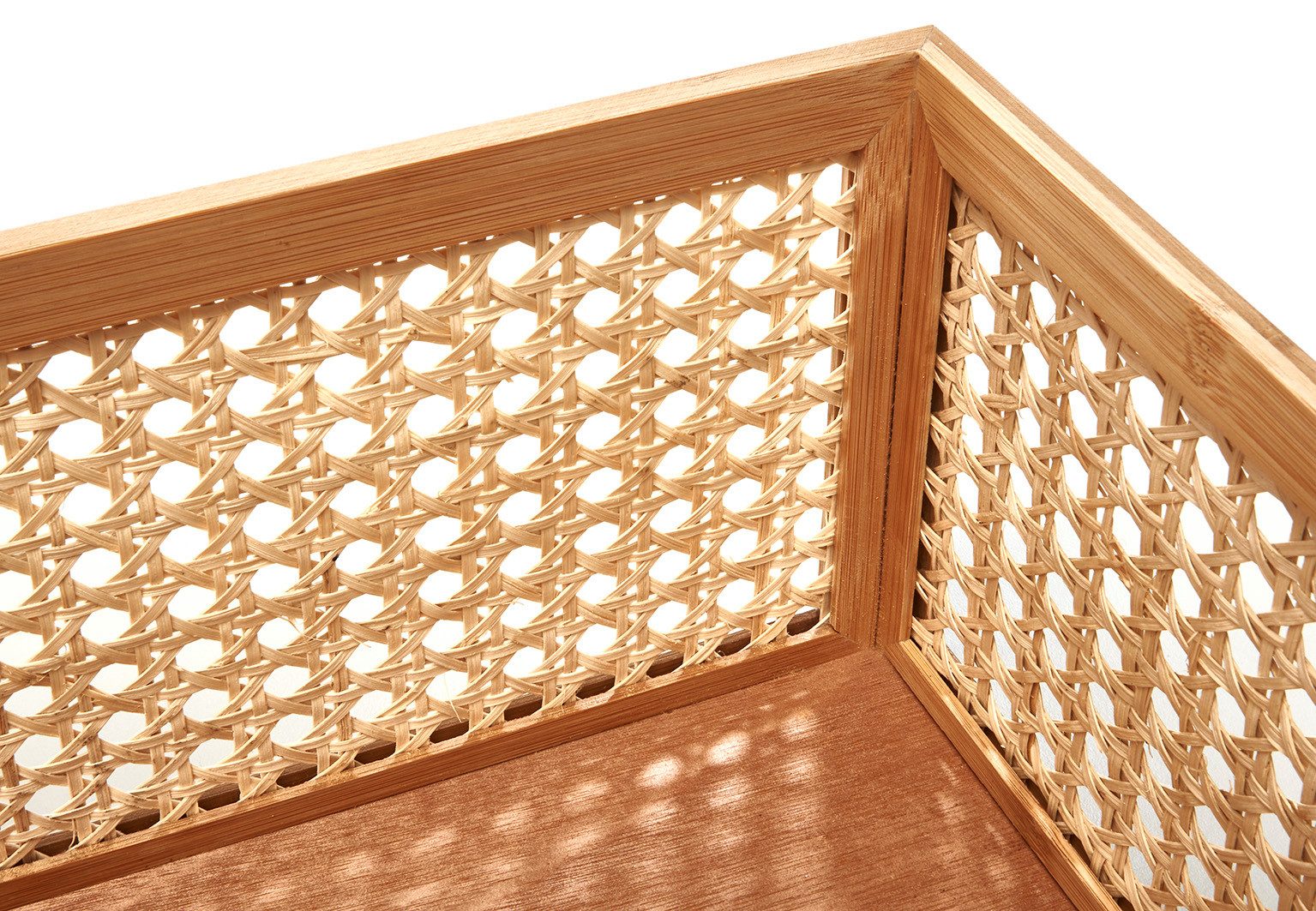 Kobolo Aufbewahrungskorb Regalkorb aus Holz und Rattan Gr L, Korb