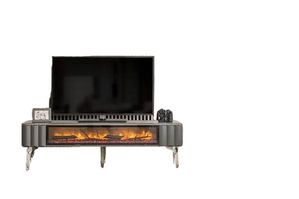 Jvmoebel Sideboard Hochwertiges Tv Sideboard Kamin Mdf Metall Grau Neu