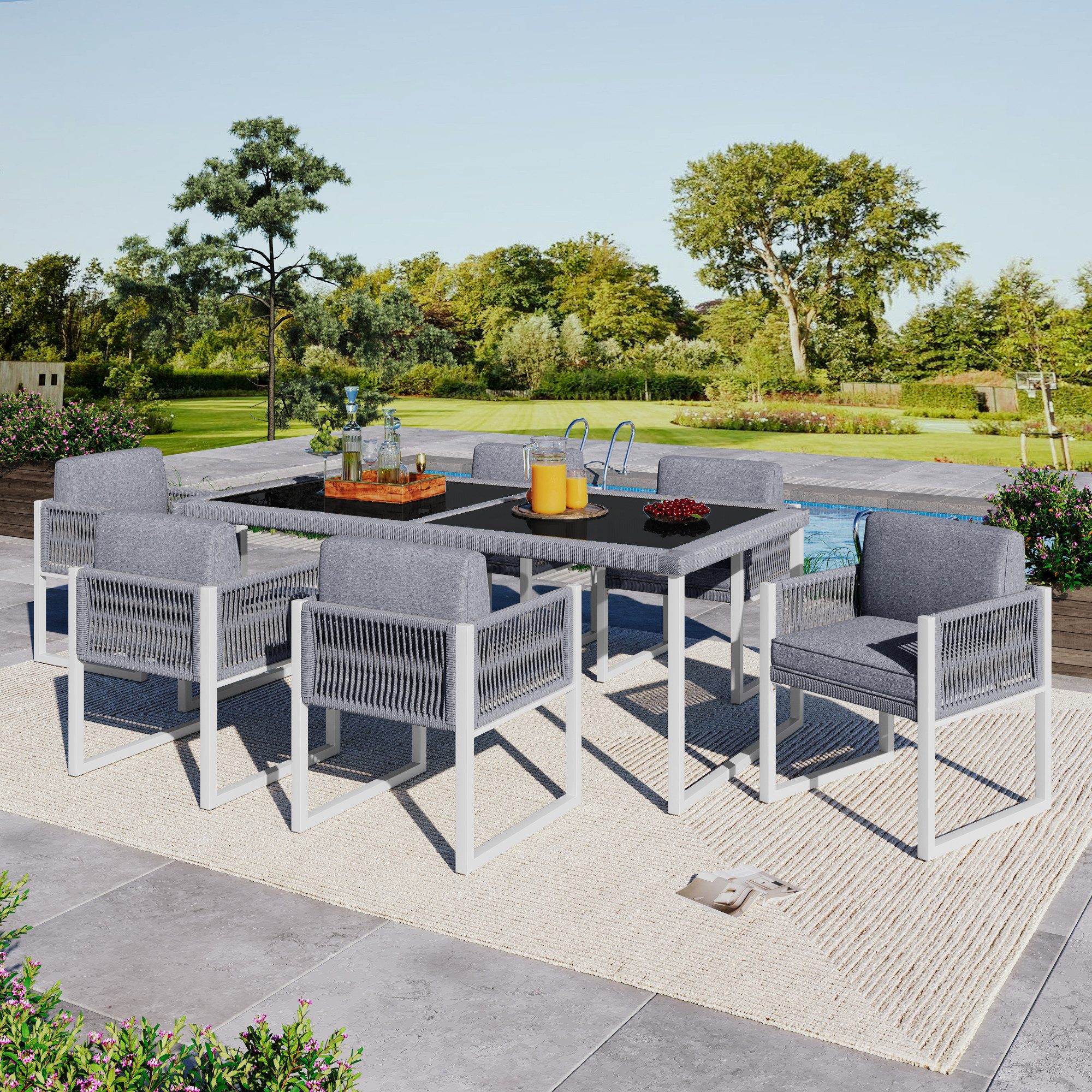 Modfu Gartenlounge Set Esstisch Set Für Den Außenbereich Garten