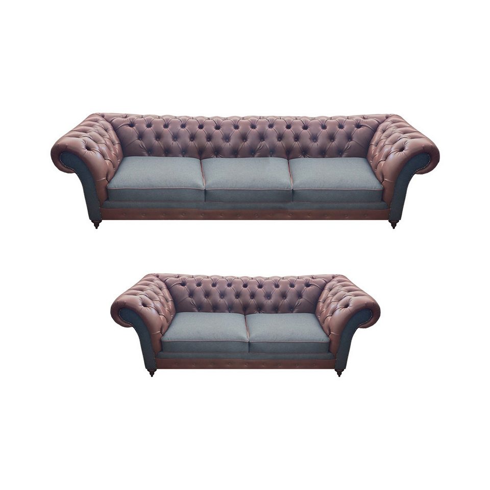 Jvmoebel Chesterfield Sofa Wohnzimmer 2x Sofas Komplett Couchen