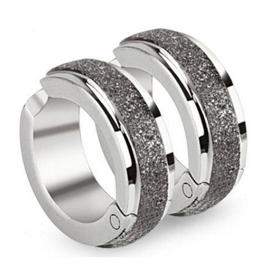 Bungsa Creolen Set Creolen Gebürstet Silber Aus Edelstahl Unisex 1