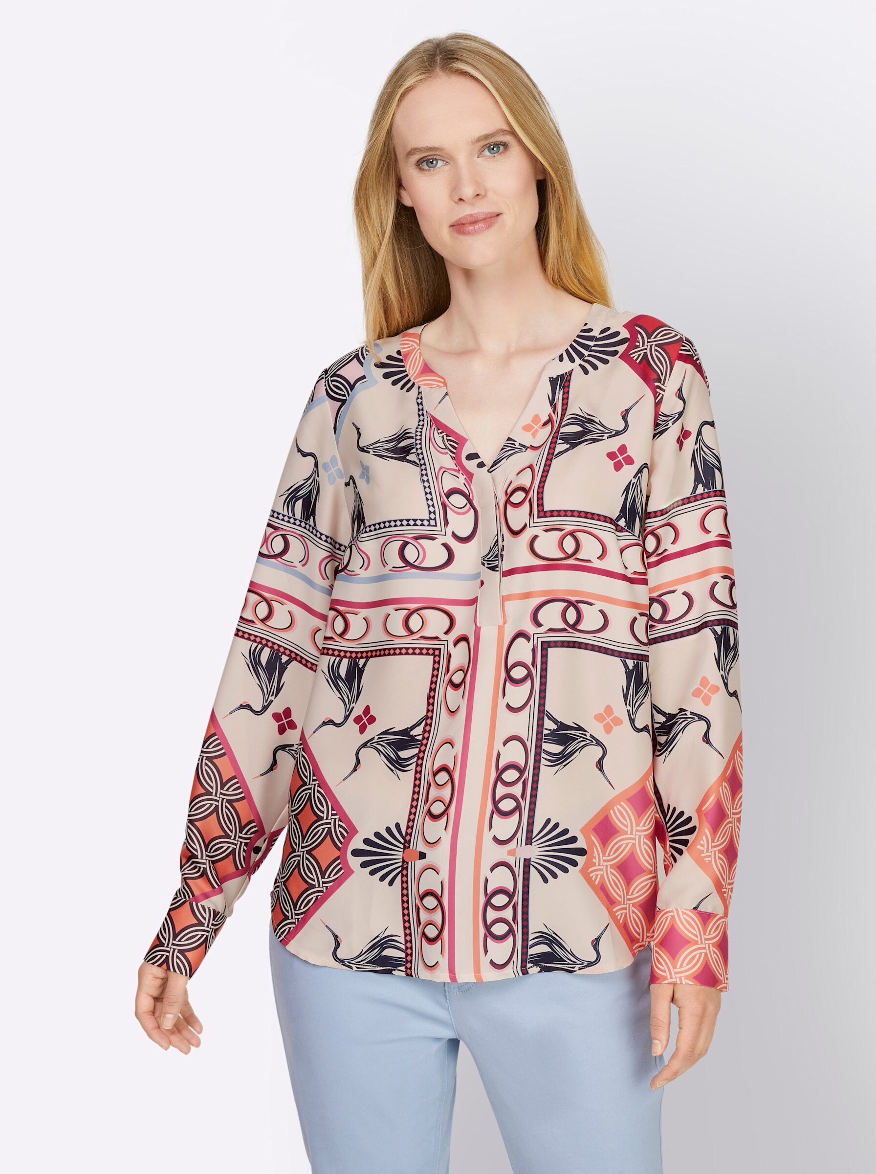 Heine Klassische Bluse Druckbluse V Ausschnitt Mit Knopfleiste