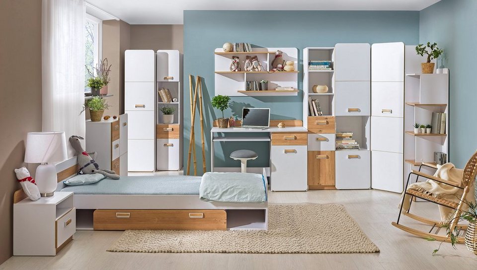 99rooms Jugendzimmer Set Laterne Nash Eiche Weiß Komplettset Set 10