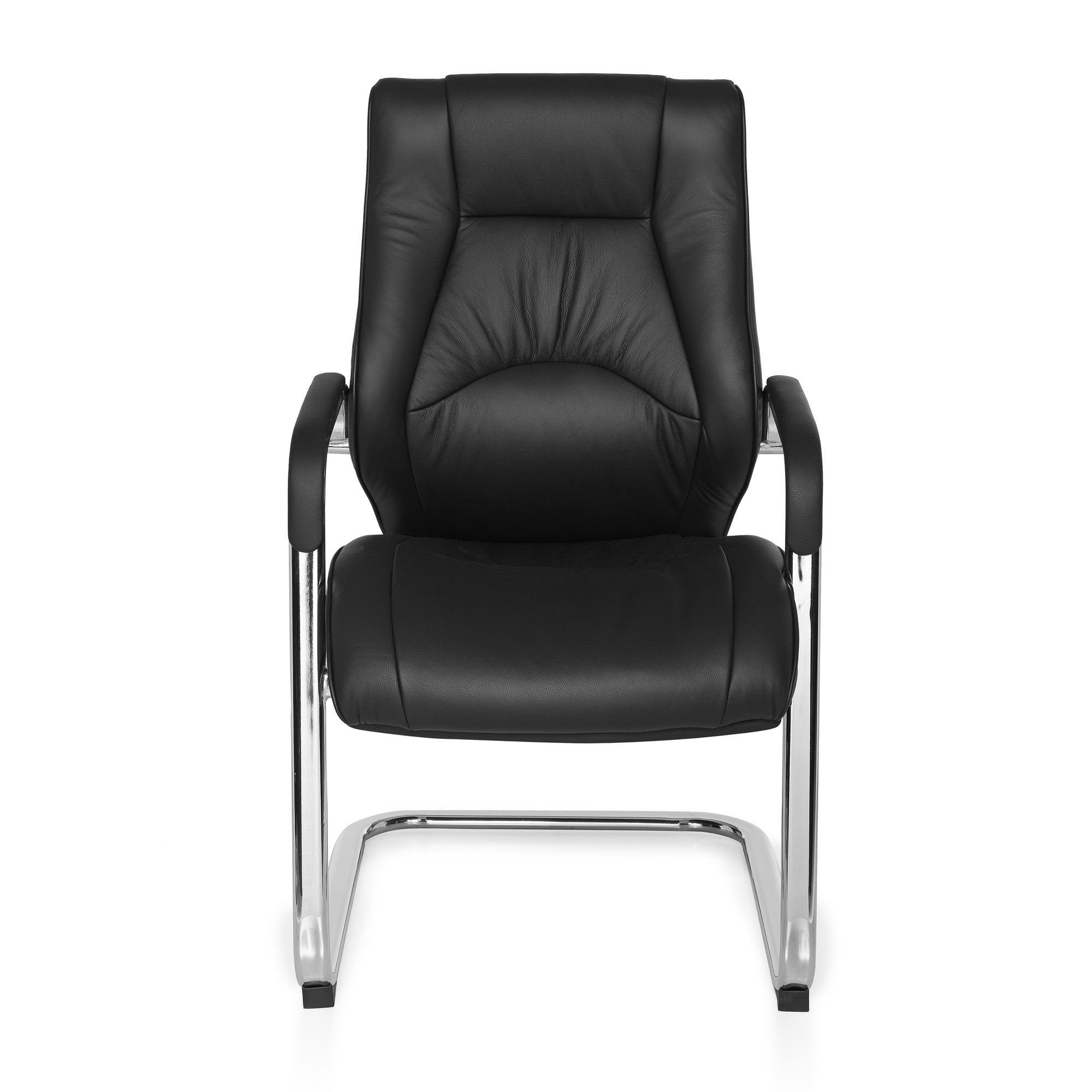 FINEBUY Freischwinger »FB35894« ROM XXL Design Freischwinger Stuhl mit Armlehnen Echtleder ...