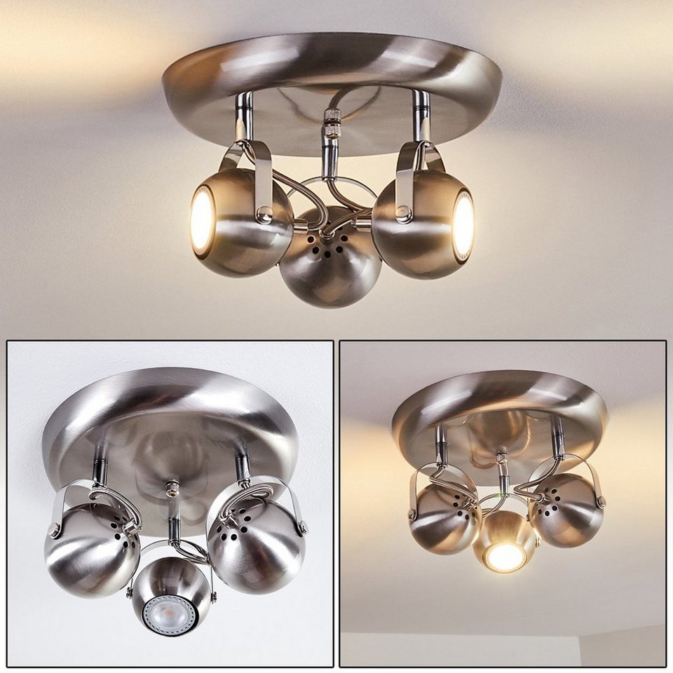Hofstein Deckenleuchte Aquilea Deckenlampe Aus Metall In Nickel Matt