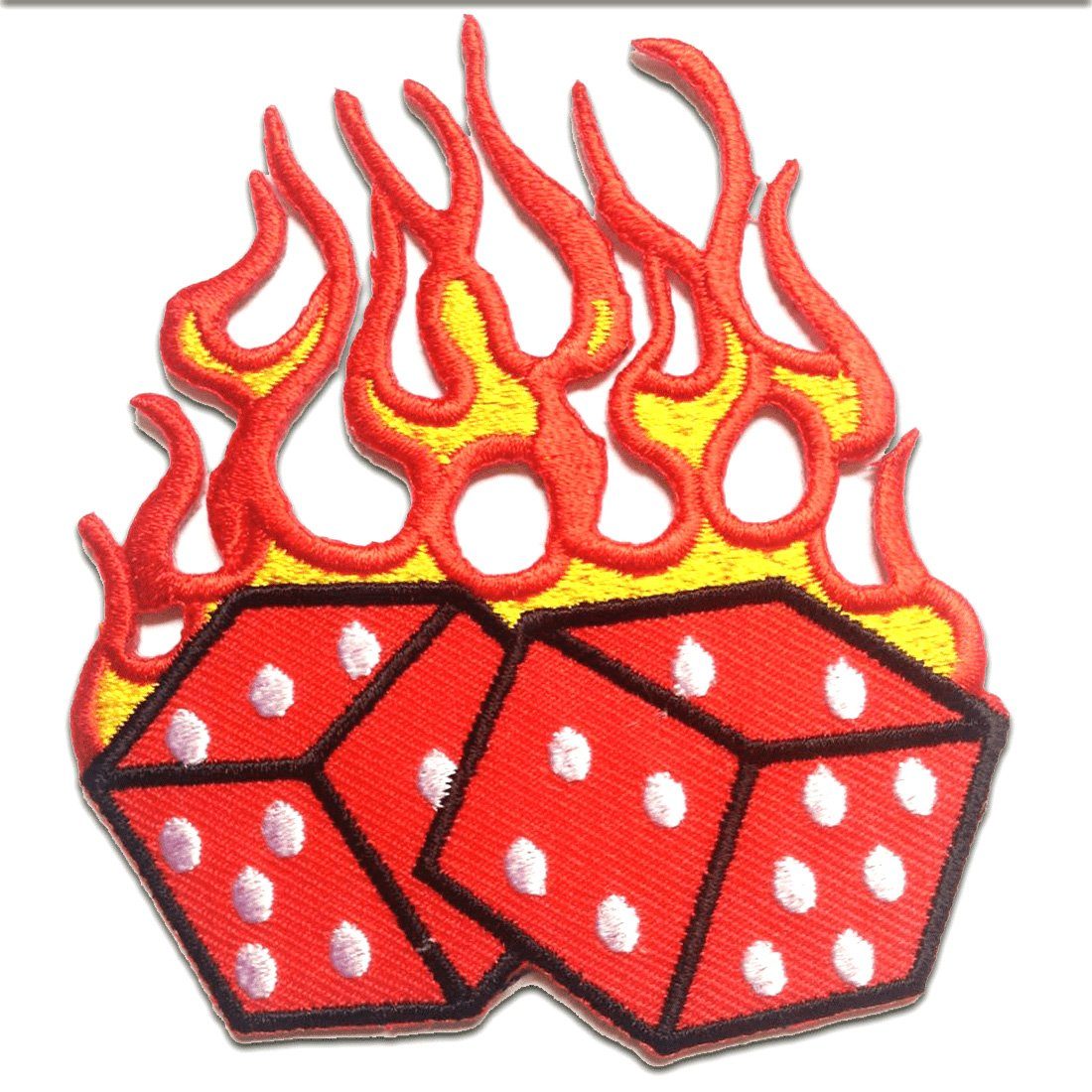 Catch The Patch Aufnäher Polyester Würfel Mit Flammen Aufnäher