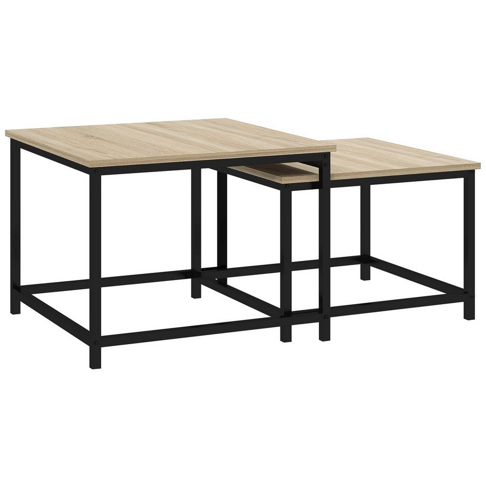 Homcom Couchtisch Satztisch Sofatisch Im Industriedesign