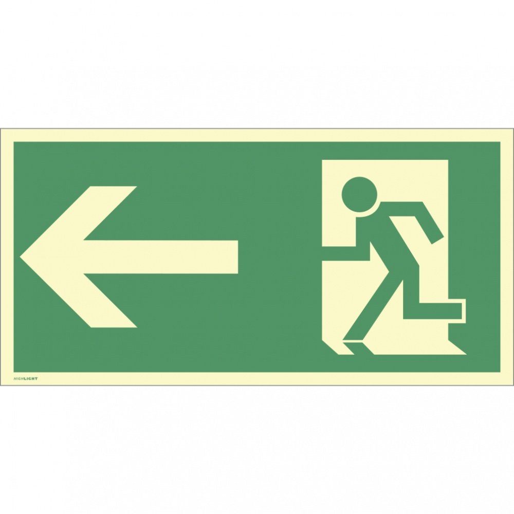 König Werbeanlagen Hinweisschild Rettungsweg links, Symbolschild, BGV A8 (E01 + E09 ...
