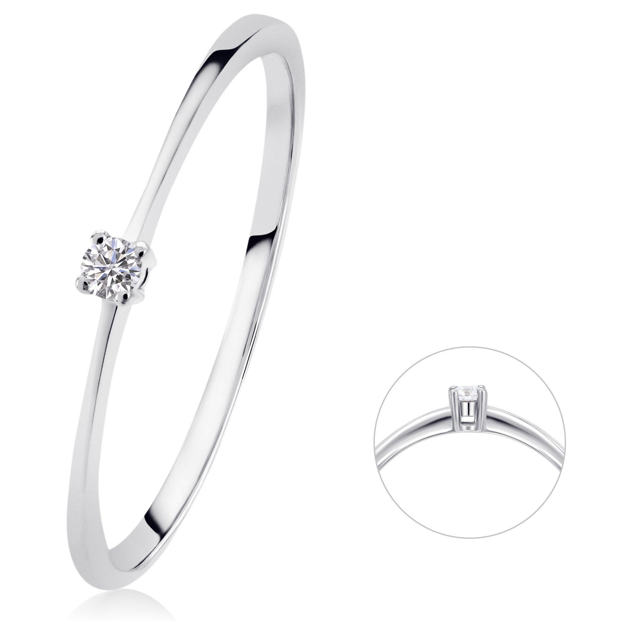 ONE ELEMENT Diamantring 0,03 ct Diamant Brillant Ring aus 585 Weißgold, ein Hauch von Luxus für ...