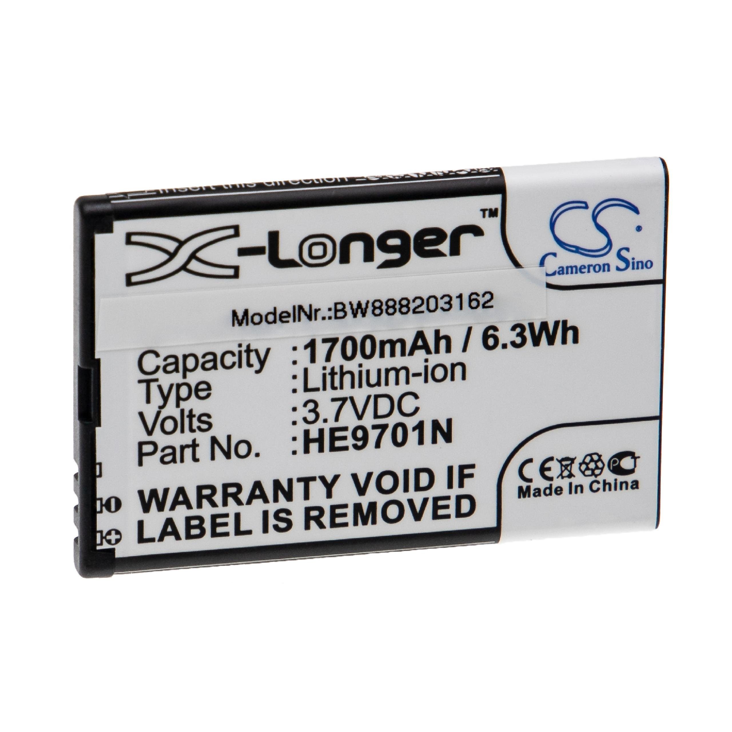 vhbw Ersatz für Zoomax R001710000 für Akku Li-Ion 1700 mAh (3,7 V)