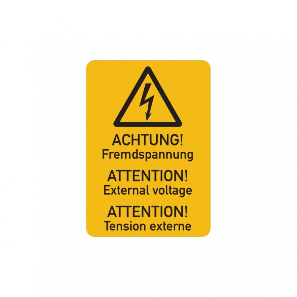 König Werbeanlagen Hinweisschild Warnschild, Fremdspannung (3-sprachig), Folie - ISO 7010, Folie ...