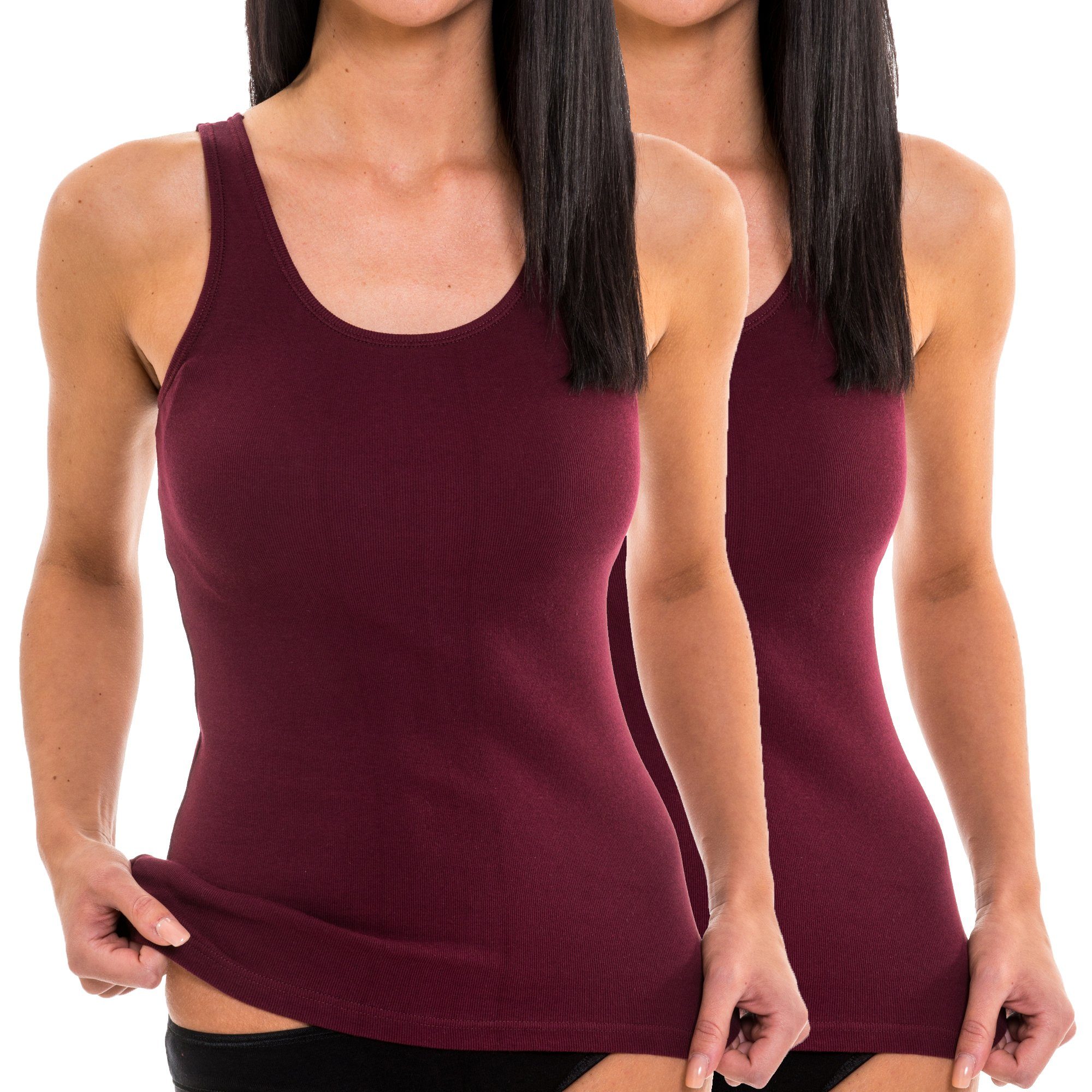Hermko Unterhemd 17310 2er Pack Damen Tank Top Aus Baumwolle Modal
