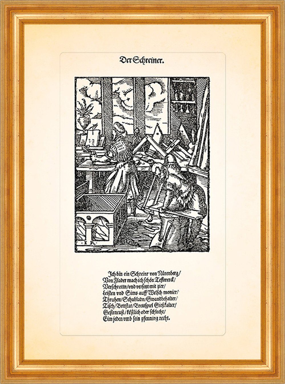 Kunstdruck Der Schreiner Der Tischler Truhe Schrank Amman Holzschnitt Stände 088, (1 St)