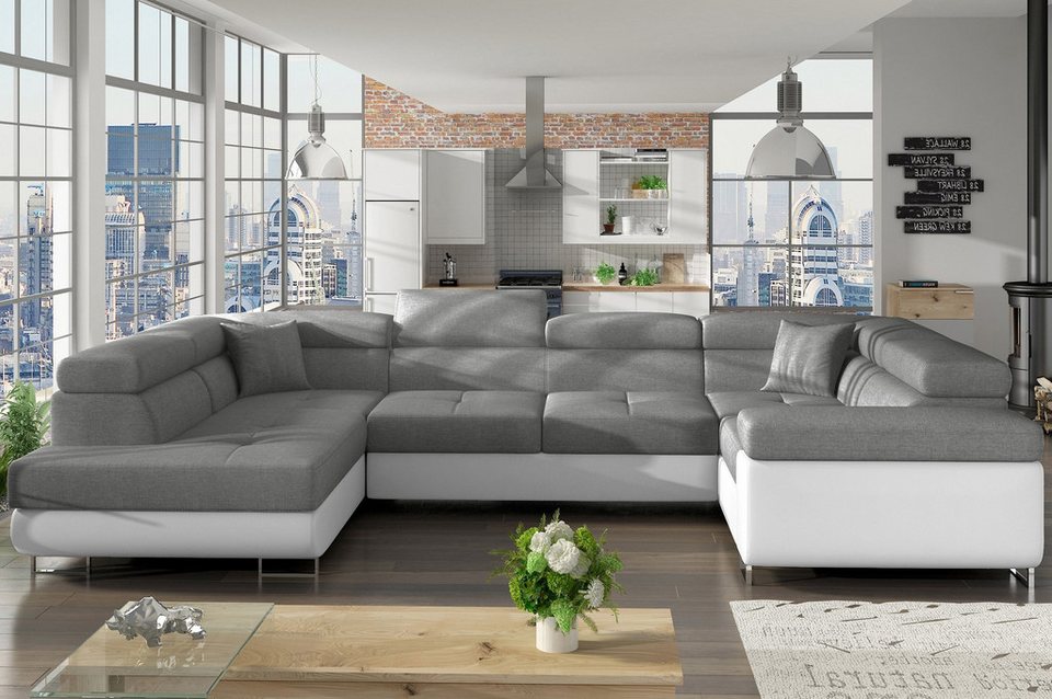 Mf Design Wohnlandschaft Lavin Mit Bettfunktion Sitzfläche Aus