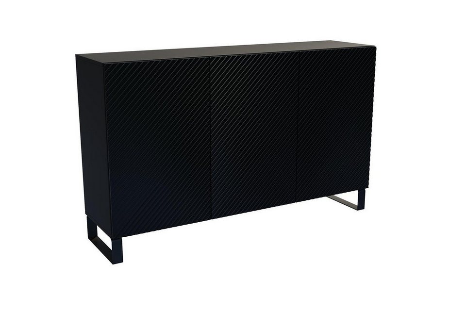 Beautysofa Kommode Kler 150 Cm Weiß Schwarz Dreitürig Sideboard