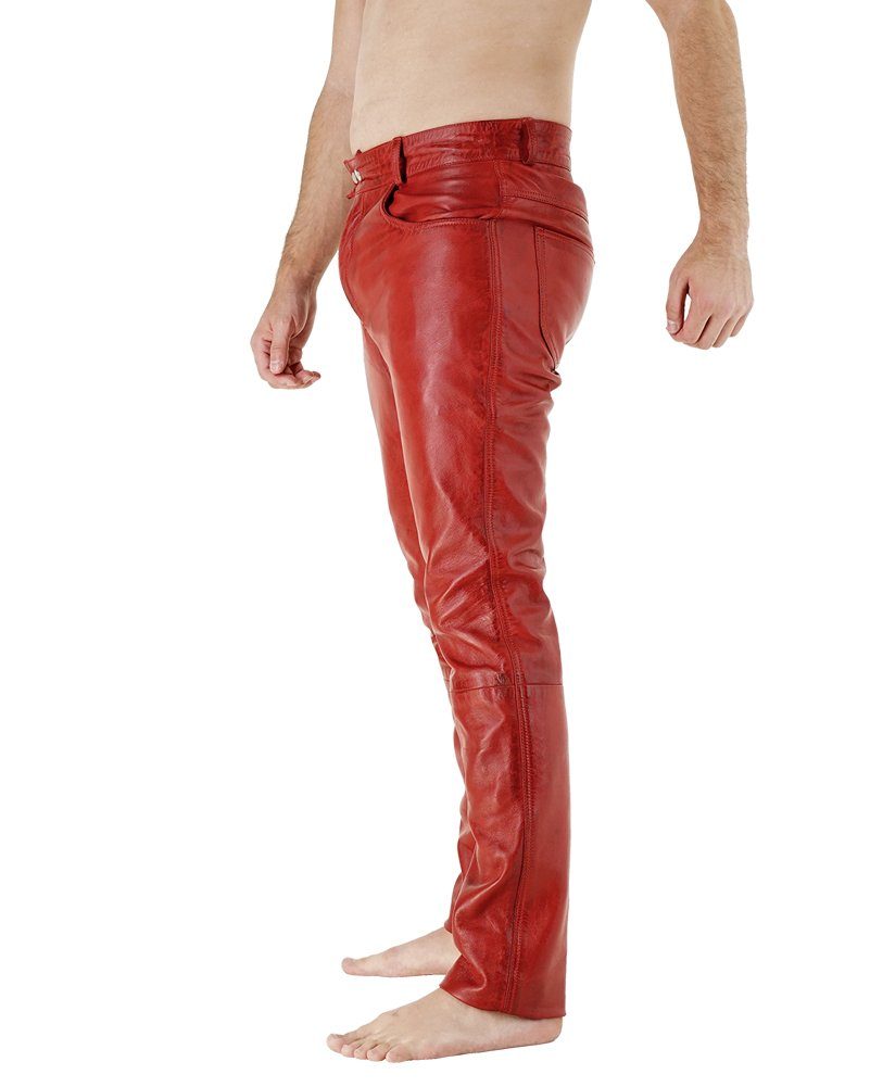 Lederhose Bockle® fitting you RED Lederhose Lederjeans rote echte ...