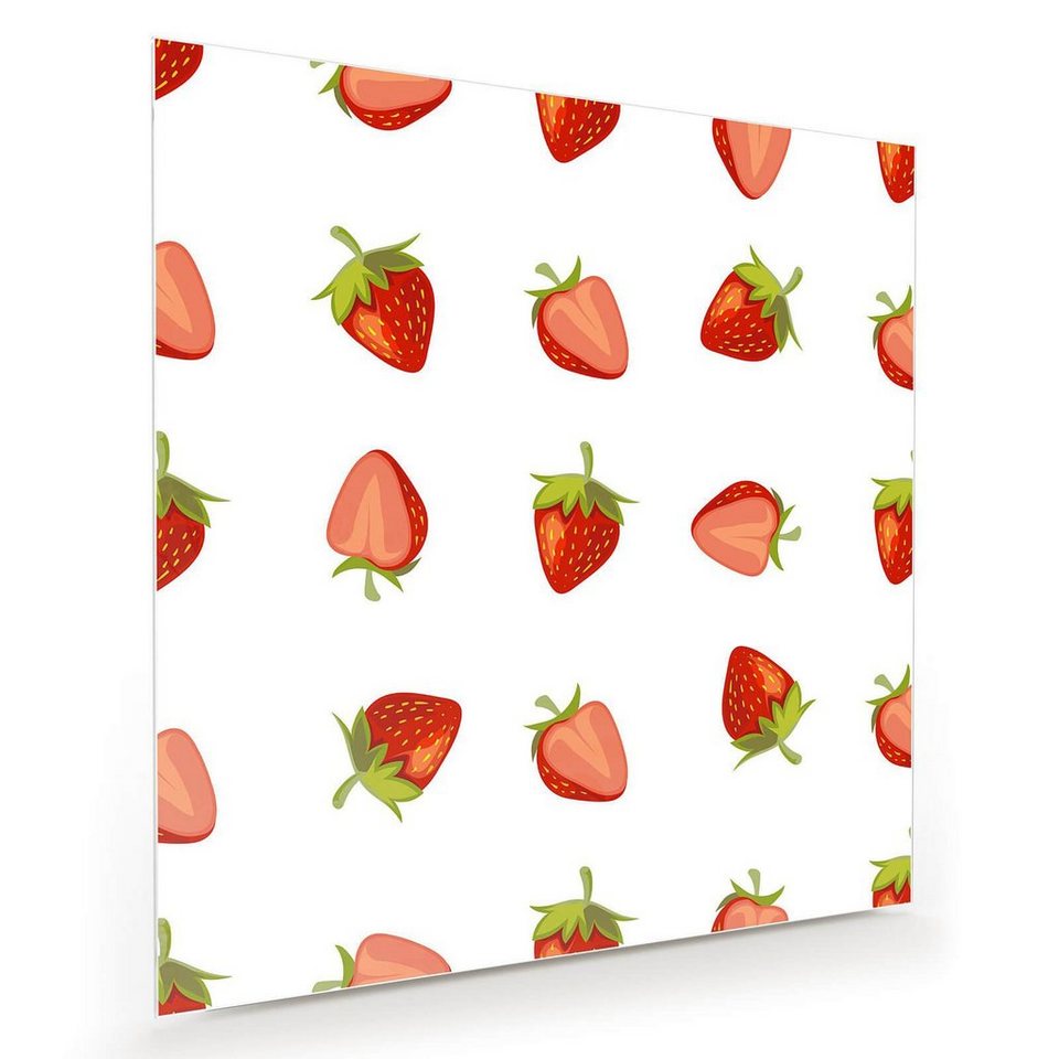 Primedeco Glasbild Wandbild Quadratisch Erdbeeren getrennt mit ... Primedeco Glasbild Wandbild Quadratisch Erdbeeren getrennt mit ...