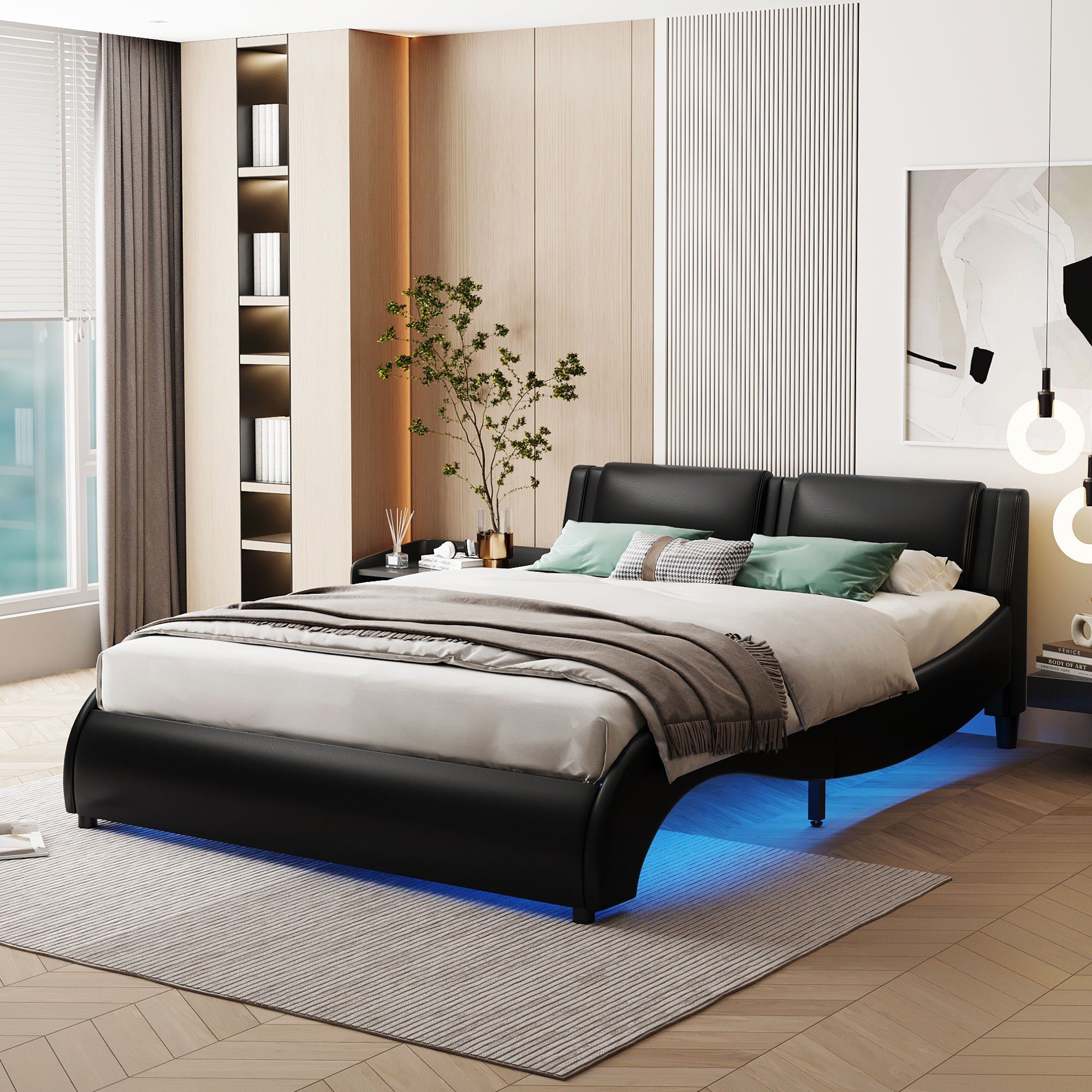 Flieks Polsterbett Led Beleuchtung Doppelbett Mit Bogendesign