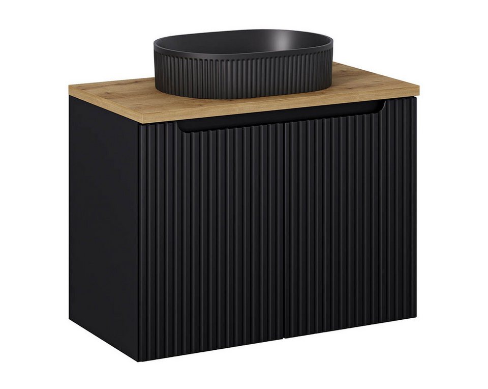 Einfachgutemoebel Waschtisch Set Bad Waschplatz Iluna Black 80cm Mit