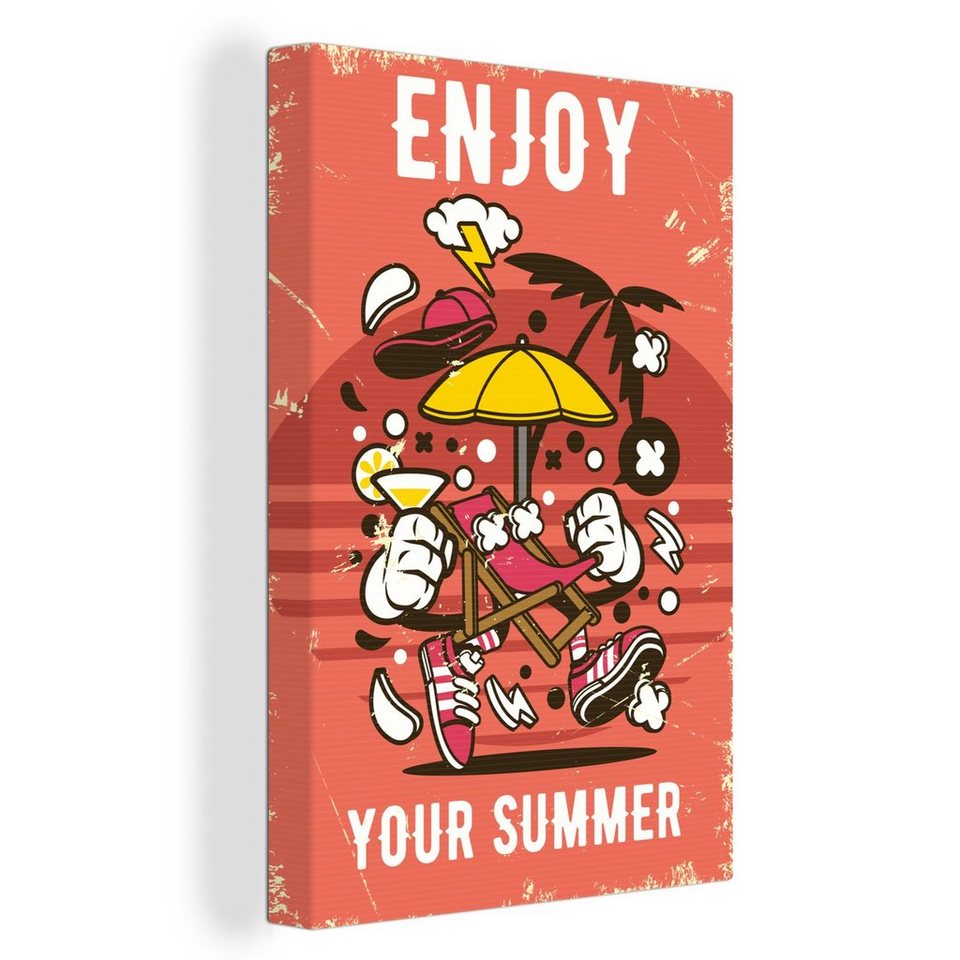 Onemillioncanvasses® Leinwandbild Sonnenschirm Sommer Retro 1 St