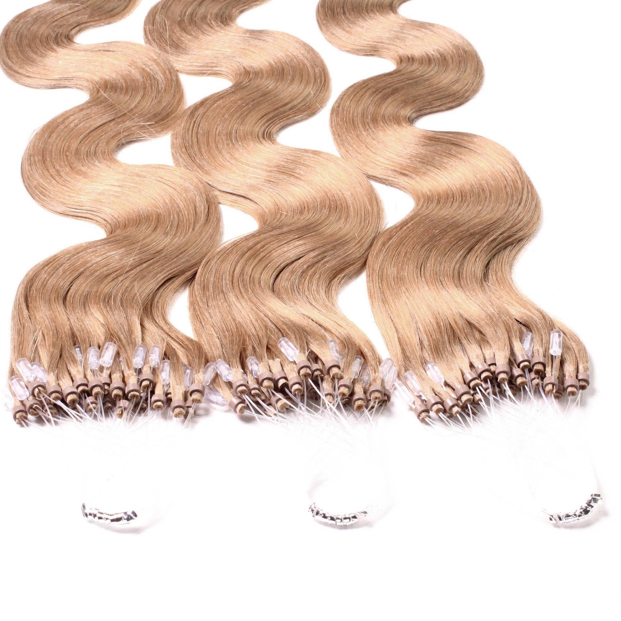 hair2heart Echthaar-Extension Microring Loops - gewellt #5/0 Hellbraun ...