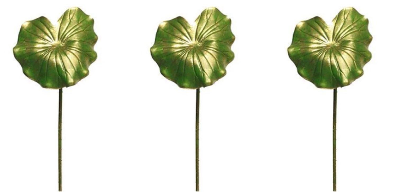 Kunstblume Kunstblume Blatt Lotus Grün Gold 3er Set 70 Cm 3er Set