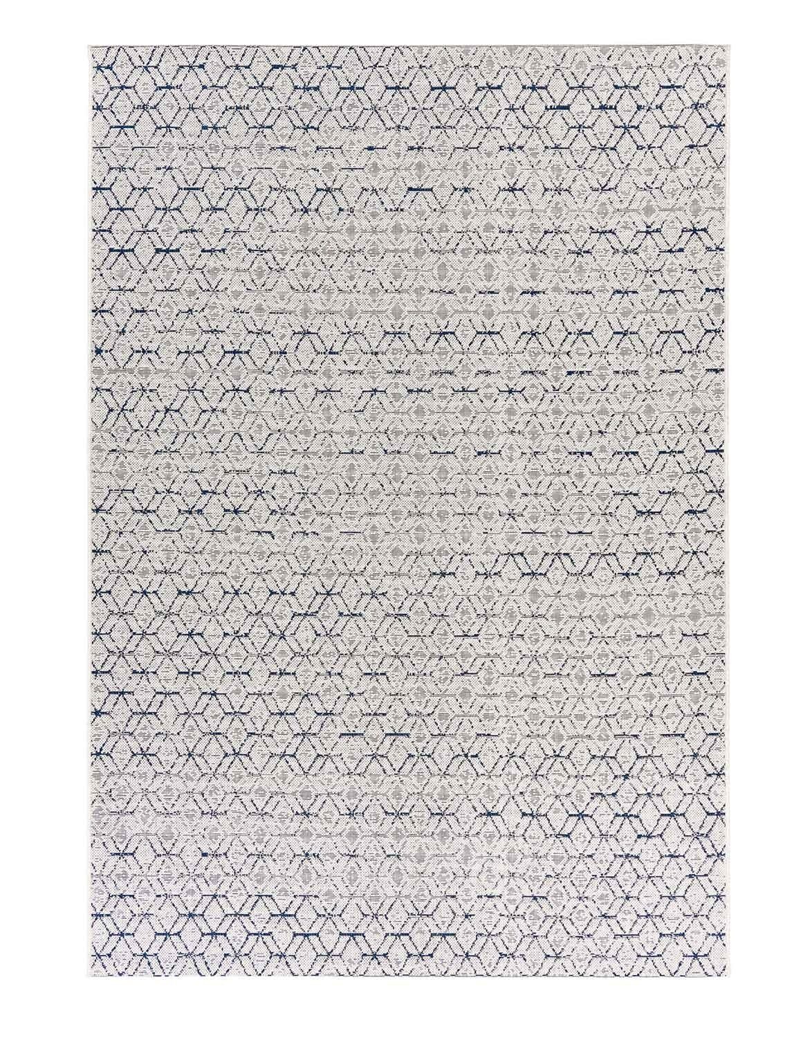 Outdoorteppich Lineo Blau Weiß Kunstfaser 200 X 290 Cm Rechteckig