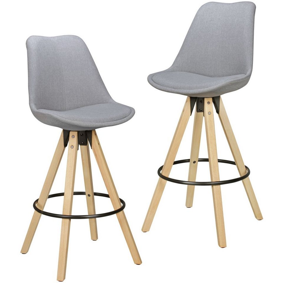 Wohnling Barhocker Wl5047 2er Set Barhocker Lima Grau Retro Design