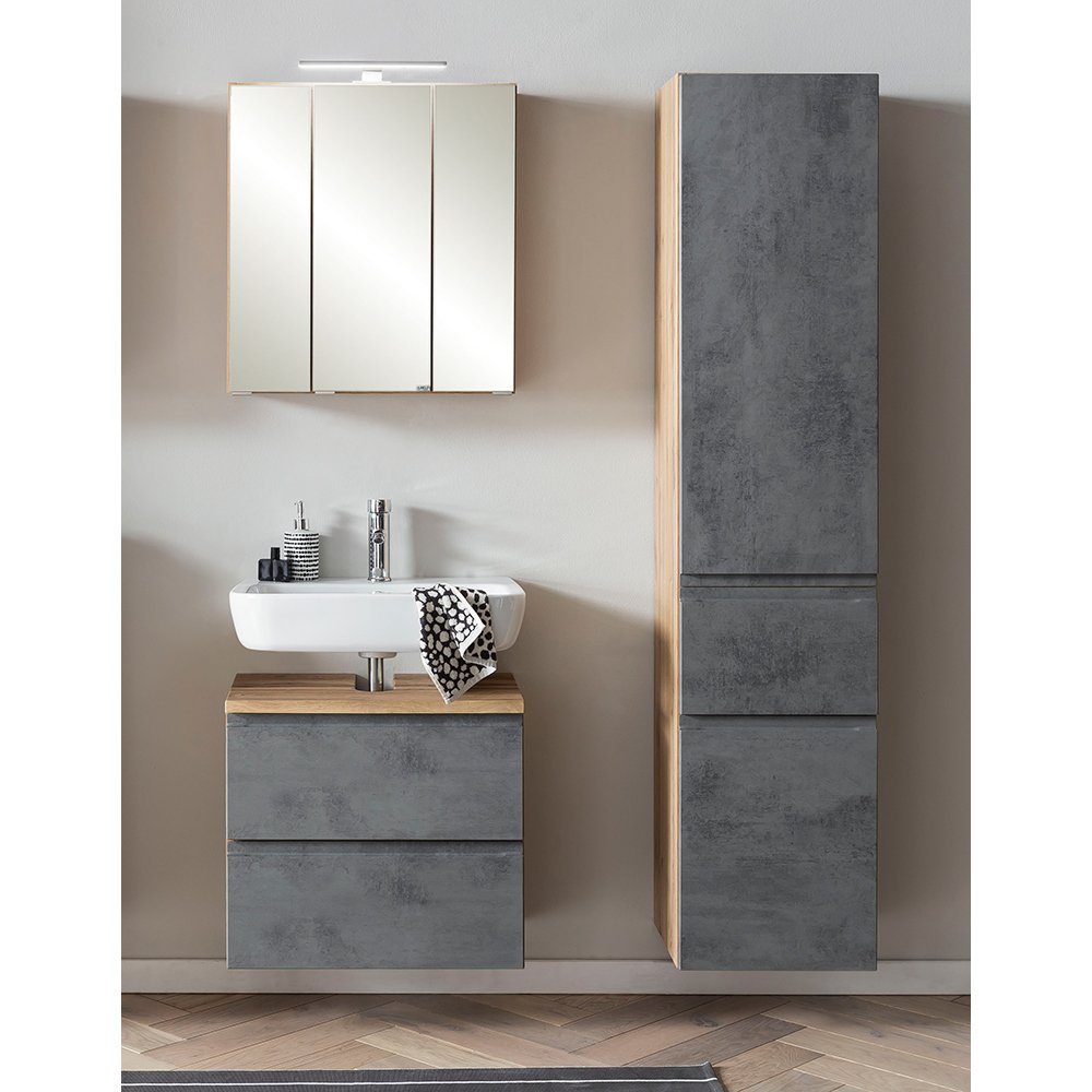 Lomadox Badmöbel Set Vasto 03 Concrete Spar Set 3 St
