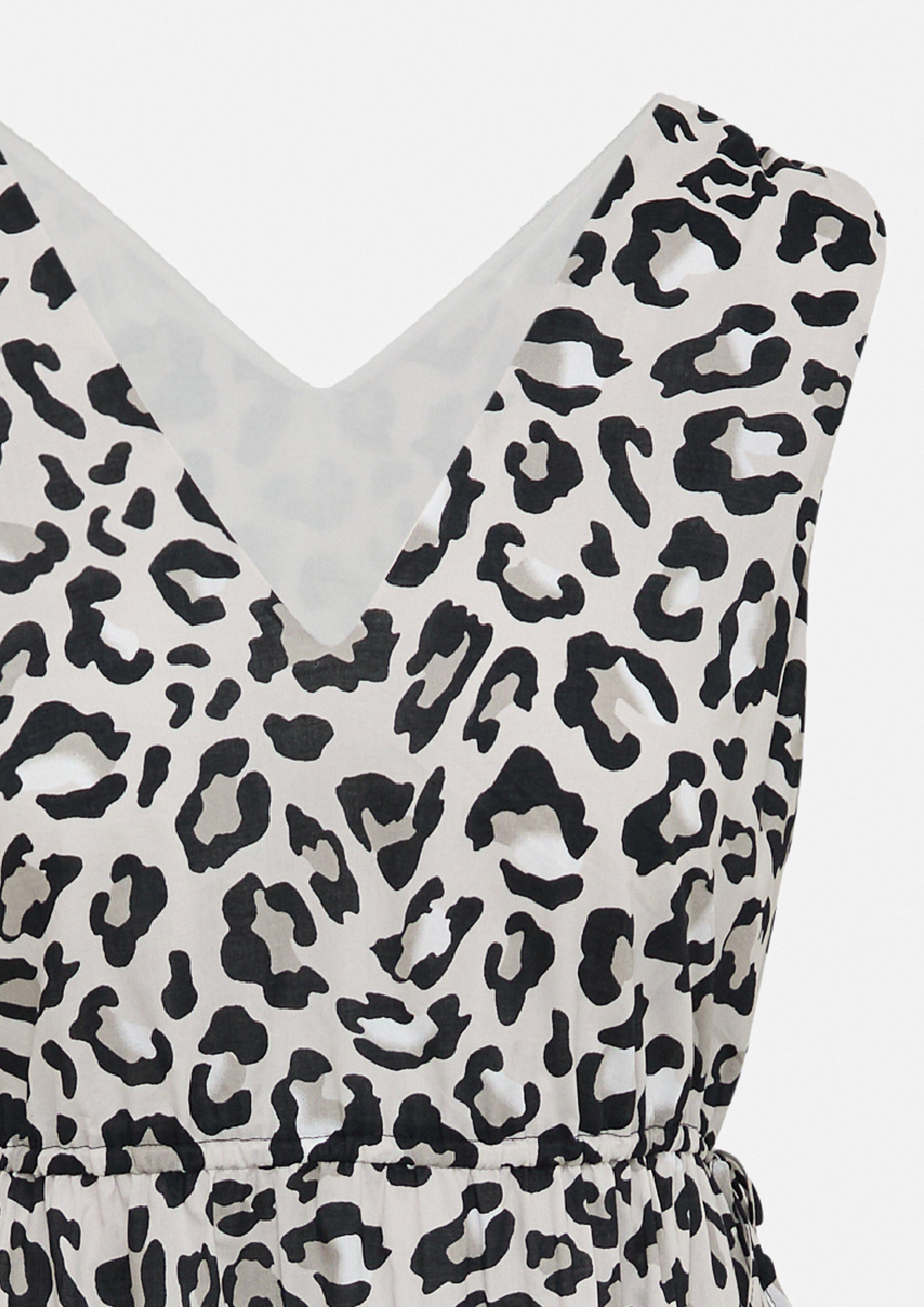 comma casual identity Maxikleid Maxikleid mit Leo-Muster und Raff ...