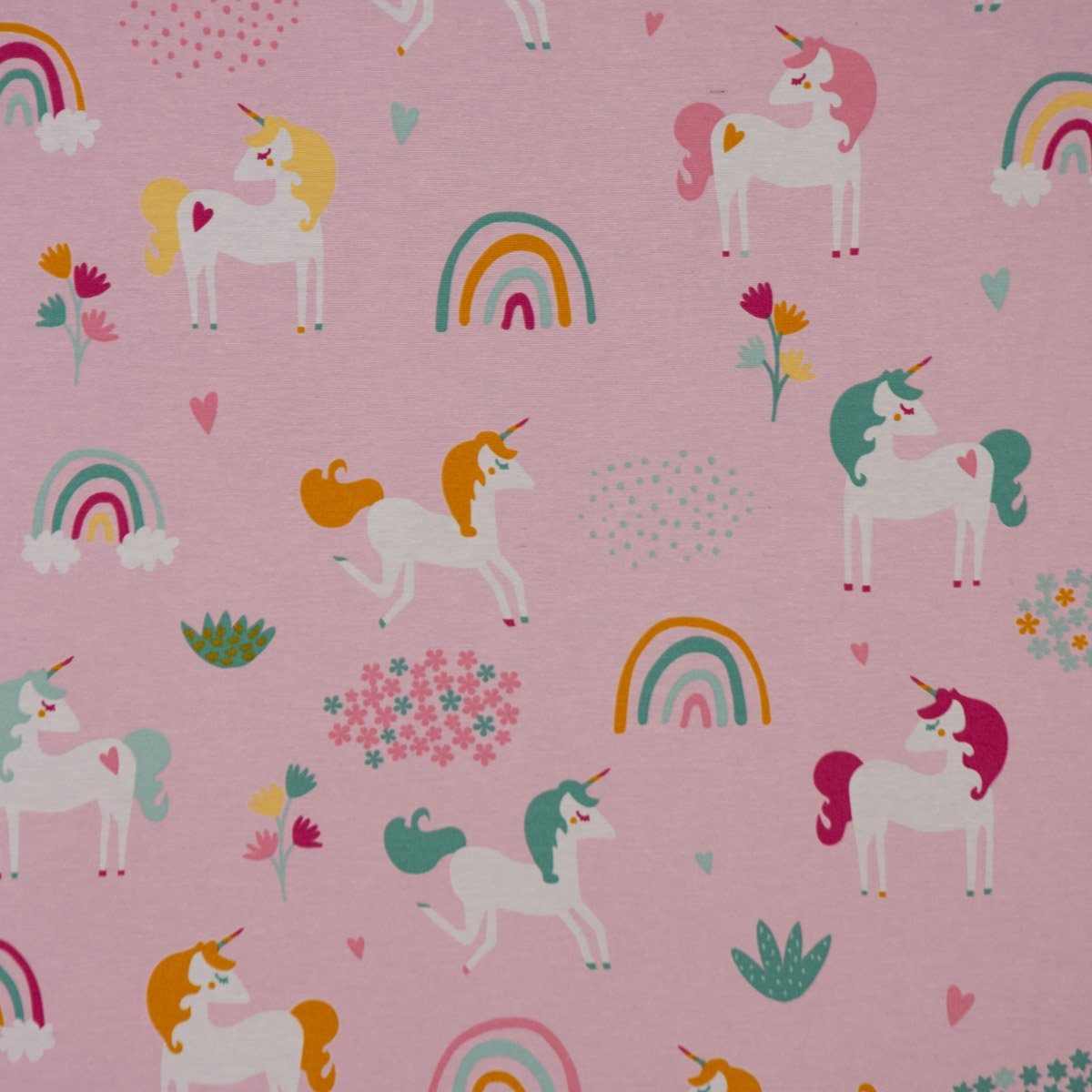 SchÖner Leben Stoff Dekostoff Canvas Ottoman Einhörner Regenbogen Rosa