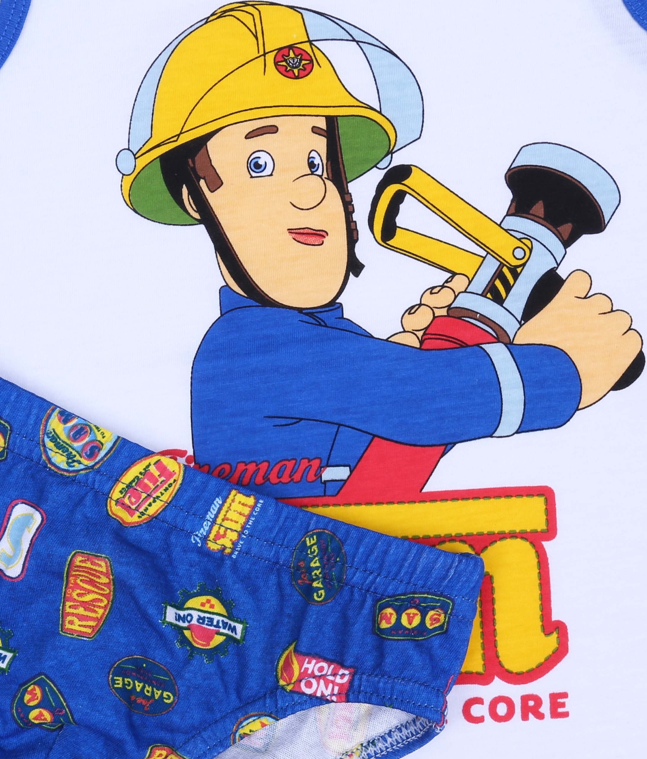 Feuerwehrmann Sam Unterhemd Weiß-blaues Set Unterhemd+Unterhose ...