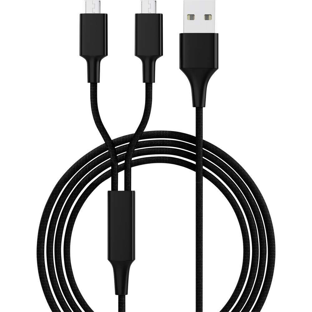 cemon USB-Ladekabel mit zwei Micro-USB Anschlüssen, 120cm USB-Kabel