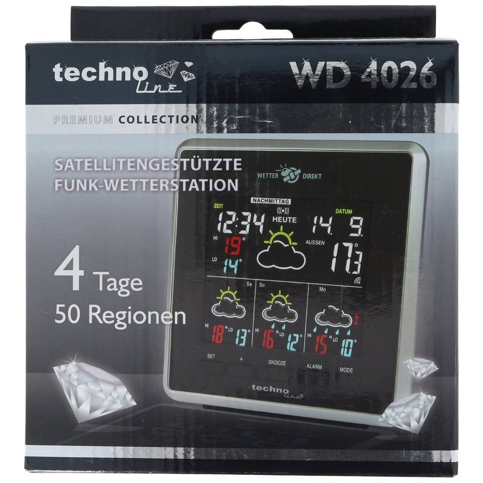 technoline »Wetterstation WD4026 mit vorhersage für 4 Tage und ... technoline »Wetterstation WD4026 mit vorhersage für 4 Tage und ...