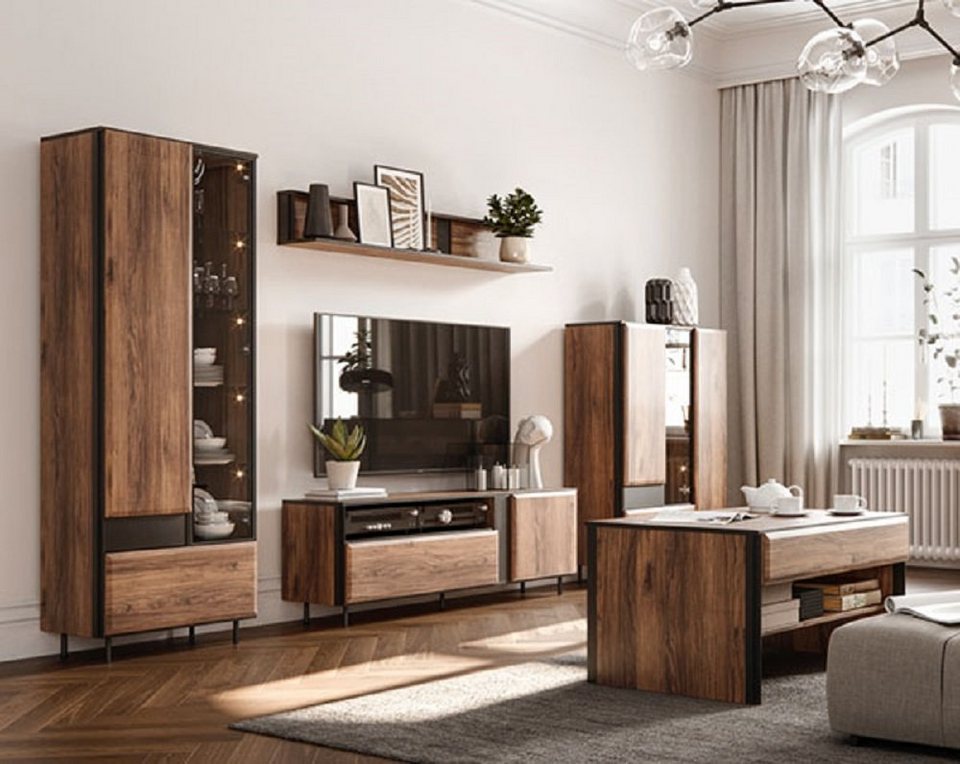 Feldmann Wohnen Wohnzimmer Set Borga Set 2 Vitrinen 1 Lowboard 1
