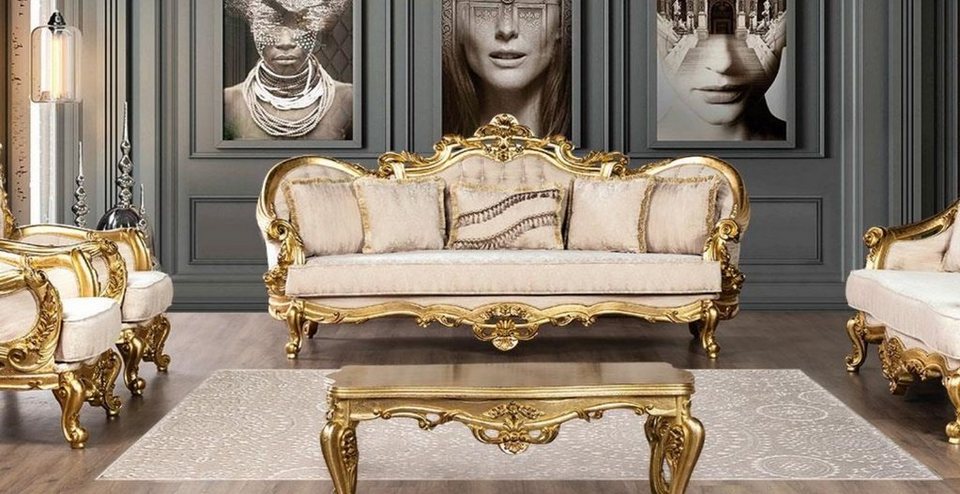 Jvmoebel Sofa Sofa 3 Sitzer Stoff Dreisitzer Sofas Luxus Barock Stil