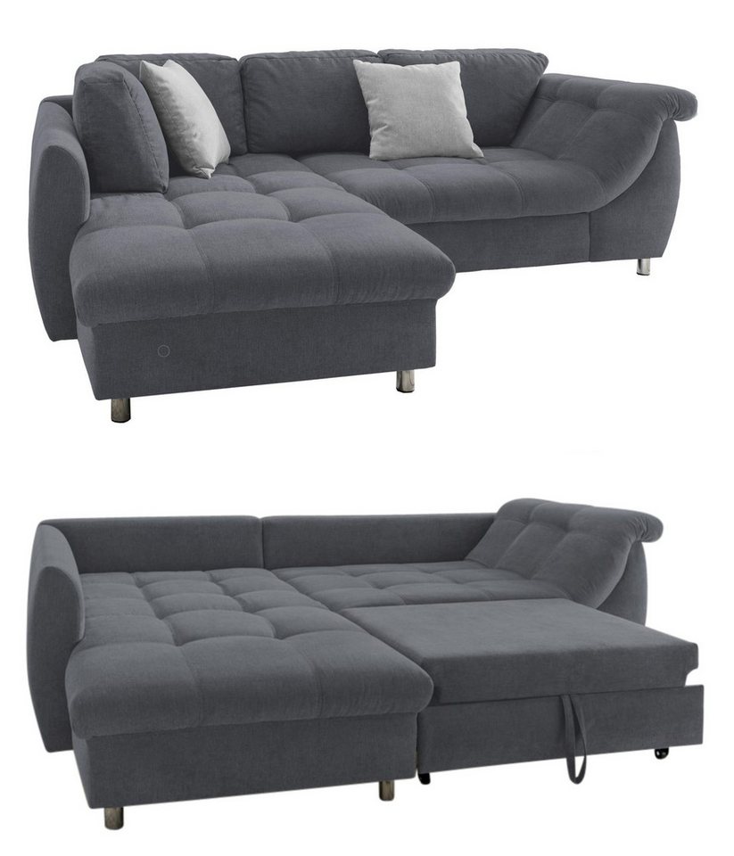 Luma Home Ecksofa 17112 250x190 Cm Ottomane Links Bettfunktion