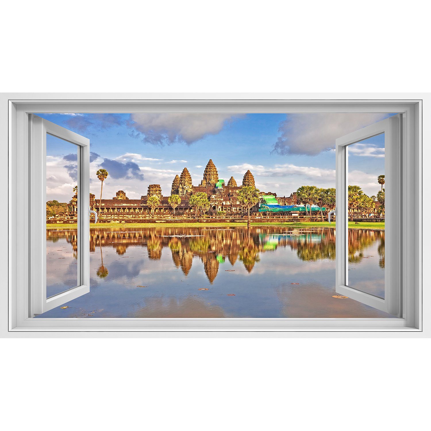 islandburner Leinwandbild Fensterblick Angkor Wat Tempel SIEM Reap Kambodscha Sagenhafter Effekt