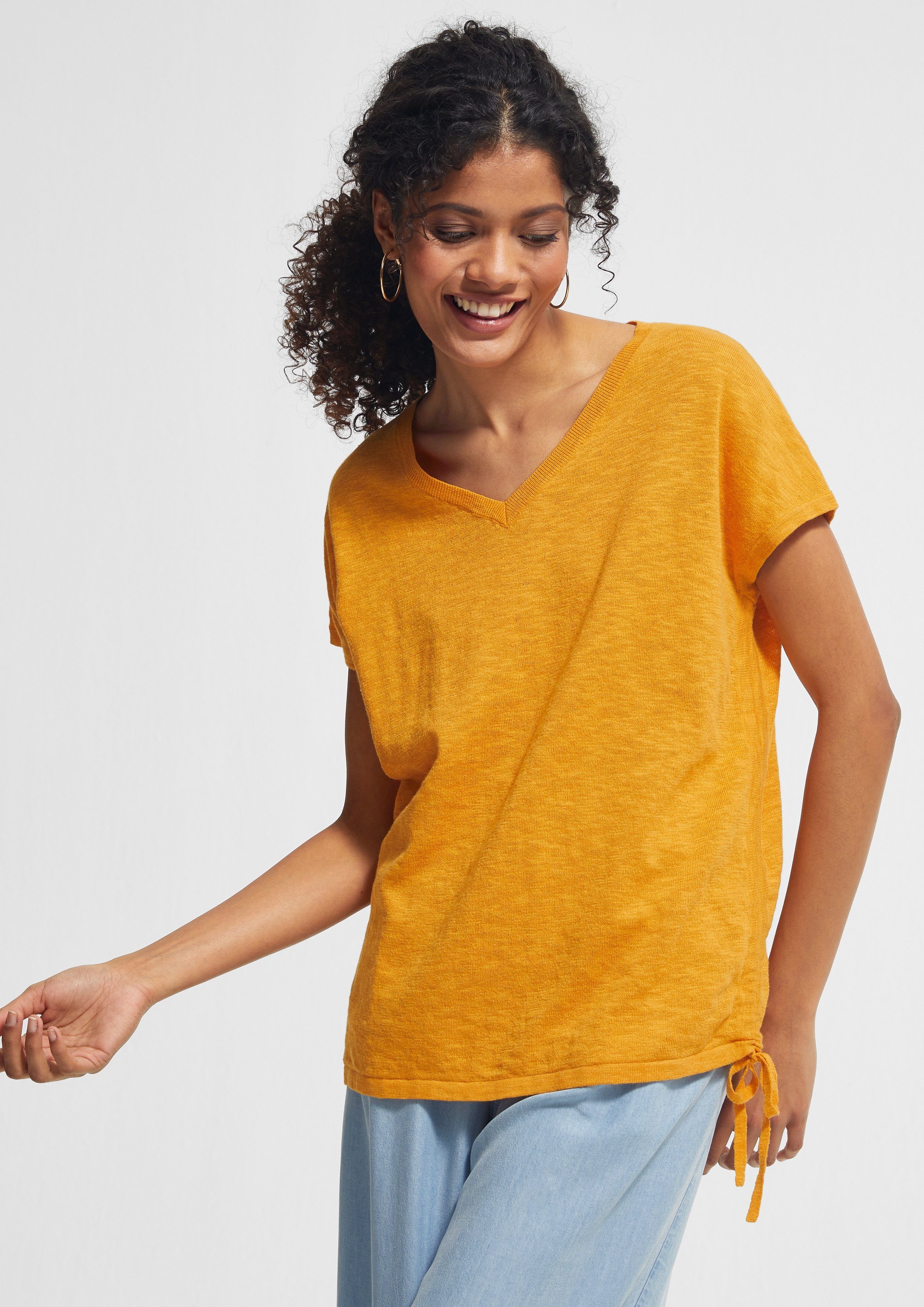 Comma Casual Identity Kurzarmshirt Strickshirt Mit Tunnelzug 1 Tlg